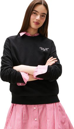 Tommy Jeans Damen Sweatshirt Logo aus Baumwolle, Schwarz (Black), L