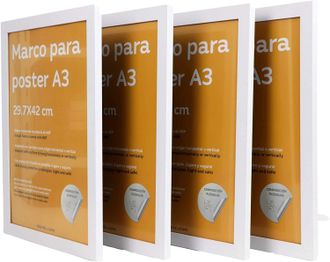 Nacnic 4-er Set Starke Klassische Fotorahmen zum Schutz und Anzeige von Fotos, Diplome, Plakate, Poster, Kunstdrücke. in verschiedenen Größen und Farben. Wei