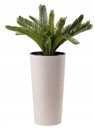 HowHomely Blumentopf Gross Hoch 57 cm mit Pflanzk&uuml;bel Einsatz 30 cm Durchmesser - Beige Pflanzk&uuml;bel Gro&szlig; aus Kunststoff f&uuml;r Deko Wohnzimmer Garten oder Terrasse