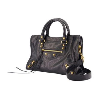 Balenciaga Womens Le City Shoulder Bag Black Lambskin