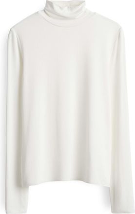 someday Damen Langarmshirt | KIROSIE Soft Slim Rollkragenshirt mit feiner Rippstruktur Milk, 42