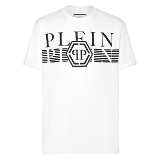 Philipp Plein Homme, Tops, Blanc, Taille: 4XL T-Shirt Col Rond