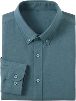 Generic Chemise &agrave; manches longues en coton Oxford pour homme, coupe ajust&eacute;e, d&eacute;contract&eacute;e, respirante, boutonn&eacute;e, Dark En8, XXL