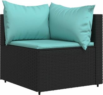 vidaXL Canap&eacute; dangle de jardin avec coussins Noir R&eacute;sine tress&eacute;e Vidaxl