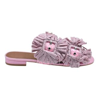 Kurt Geiger Femme, Chaussures, Rose, Taille: 39 EU Raffia Buckle Flat Sandal