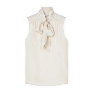 Motivi Top mit Schleife aus Satin - - Tops - Damen - Wei&szlig; - S