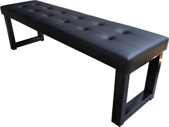 Generic Ottomanenbank Aus Kunstleder Mit Metallbeinen - Rückenlehnenlose, Gepolsterte Eingangs- Und Loungebank, Schwarz(39.5 L x 16 W x 18 H)