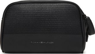 Tommy Hilfiger Kosmetiktasche Tommy Hilfiger Metal Logo Woven Washbag AM0AM14098 Schwarz