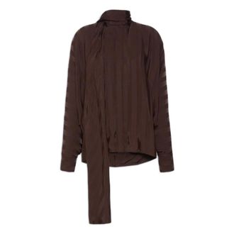 Sportmax Femme, Blouses et Chemises, Brun, Taille: 36 FR Blouse &agrave; col nou&eacute; ray&eacute;e