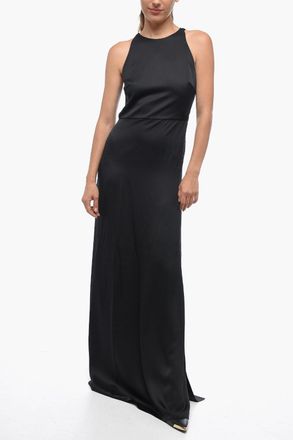 Burberry Silk Satin Maxidress JANIE with Draped Neckline Burberry