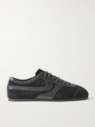 Dries Van Noten Sneakers Aus Veloursleder Mit Lederbesätzen - Schwarz