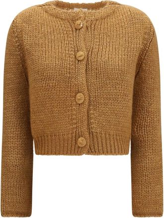 Forte_Forte Grober Strickcardigan mit Kn&ouml;pfen - - Knitwear - Damen - Braun - M