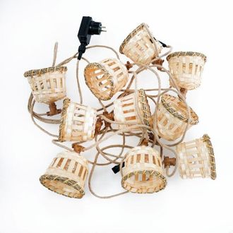 Licht-Erlebnisse Licht-erlebnisse - led Lichterkette au&szlig;en Bambus Lampenschirme 10x E12 2700 k warmwei&szlig; IP44 Stecker Au&szlig;enlichterkette