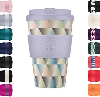 Ecoffee Cup 14oz 400ml Ecoffee Cup Wiederverwendbare umweltfreundliche 100% pflanzliche Kaffeetasse mit Silikondeckel und Hülle - Melaminfreie und biologisch abba