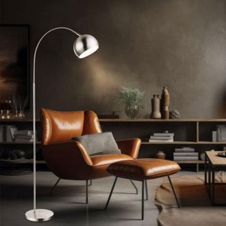 Globo Lighting Globo Lighting - led Stehleuchte Kugel Bogenleuchte chrom Wohnzimmerleuchte stehend, Metall nickel-matt, Schirm beweglich, 1x E27 Fassung, HxLxB