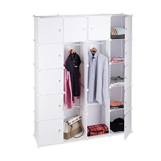 Relaxdays &Eacute;tag&egrave;re Cubes Rangement Penderie Armoire, Plastique, Blanc, 36,5 x 145 x 180 cm