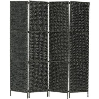 vidaXL 4-teiliger Paravent Schwarz 154&times;160 cm Wasserhyazinthe vidaXL