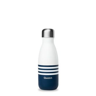 Qwetch Qwetch - Bouteille Isotherme Marini&egrave;re Bleu 260ml - Gourde Nomade Inox - 24h Froid et 12h Chaud - Etanche, Sans BPA & R&eacute;utilisable - Gourde isotherme 