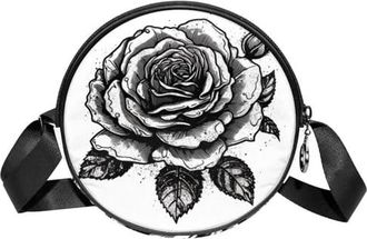 Generic Sac &agrave; bandouli&egrave;re Circle pour femme, petit sac &agrave; bandouli&egrave;re noir et blanc, sac &agrave; dos &agrave; bandouli&egrave;re avec fermeture &eacute;clair, bretelles r&eacute;glables, sac &agrave; 