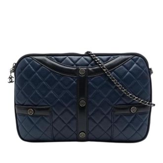 Chanel Sac bandouli&egrave;re matelass&eacute; vintage doccasion - Femme - Pre-owned - Bleu - Taille: ONE Size