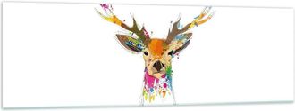 Arttor Panorama Bilder auf Glas 160x50cm Glasbild Deer fantasie Graffiti Grafik Gro&szlig; XXL Wanddeko Bild im Glas Schlafzimmer K&uuml;che Wandbilder Dekoration Wohnz