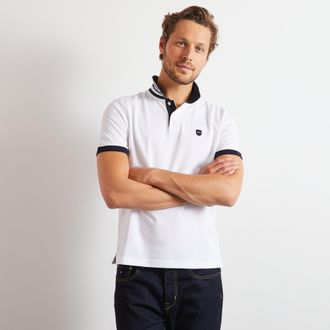 Eden Park Polo Blanc En Coton Pima Avec D&eacute;tails Contrast&eacute;s Erreur Photo Logo Sans &Eacute;cusson
