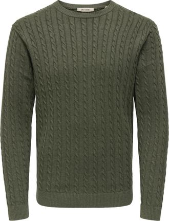 Only & Sons Herren Onsloui Reg 12 Cabel Crew Knit Noos, Castor Gray, M EU