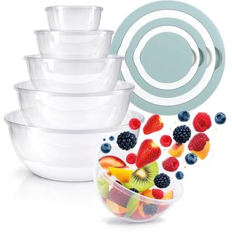 Com-Four 5-teiliges R&uuml;hrsch&uuml;ssel-Set mit Deckel - Salatschalen in 5 Gr&ouml;&szlig;en - Backsch&uuml;sseln 0,4/0,8/1,5/2,5/4,4 Liter - sp&uuml;lmaschinenfeste Schalen [Auswahl vari