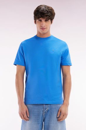 Eden Park T-shirt En Coton Pima Bleu Broderie Dos Coupe Droite