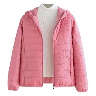 Generic Doudoune l&eacute;g&egrave;re et compressible pour femme, &agrave; capuche, imperm&eacute;able, matelass&eacute;e et chaude, avec poches, rose, taille 3XL