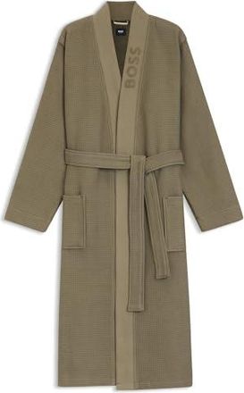 BOSS Hommes Waffle Kimono Peignoir en structure gaufr&eacute;e avec logo brod&eacute;
