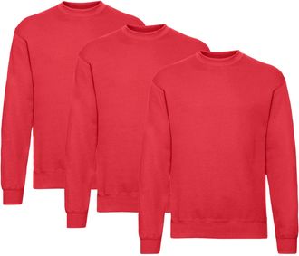 Fruit Of The Loom Herren Classic Set In Sweat, 3 Pack Sweatshirt, 3X Rot + 1 HL Kauf Notizblock, 3XL (3er Pack)