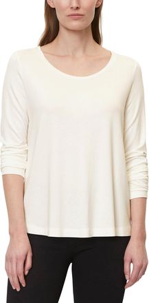 Marc O'Polo Damen Langarmshirt mit Rundhalsausschnitt Relaxed Fit, Weiß (Off White), XXS