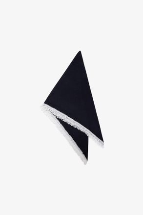 Ganni &Eacute;charpe en laine et dentelle Bleu marine - Pour Femme