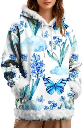 Generic Sweat à capuche surdimensionné de Noël pour homme et femme - Bordure unie - Manches longues - Avec poches - Pull de Noël 2025 pour femme - Moelleux, P