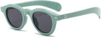 Generic Lunettes de soleil rondes rétro pour homme et femme - Rivet vintage - Petit cadre - Nuances UV400, vert/noir, Taille unique