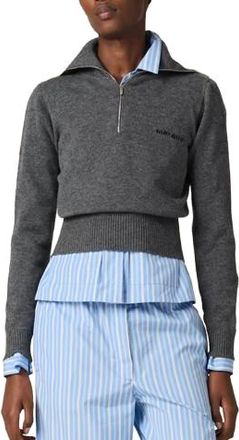 Miu Miu Grey Cashmere Half Zipper Sweater Size 38