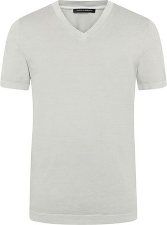 Trusted Handwork Unifarbenes T-Shirt aus Pima-Baumwolle mit V-Ausschnitt in