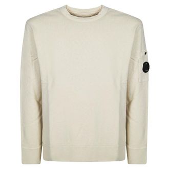 C.P. Company C.p. Company, Homme, Sweatshirts et sweats &agrave; capuche, Blanc, Taille: S Felpa Girocollo Delav&egrave;