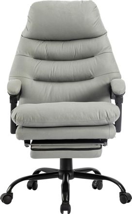 MID.YOU Mid.you Chefsessel Fußstütze, Grau, Schwarz, Metall, Kunststoff, Textil, Drehkreuz, 64x114-122x72 cm, Wippfunktion, Sitzfläche 360° drehbar