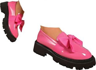 Generic Mocassins à plateforme en cuir pour femme avec noeud - Style décontracté - Tendance - Solide - À enfiler - Confortable - Bout rond - Antidérapants - L