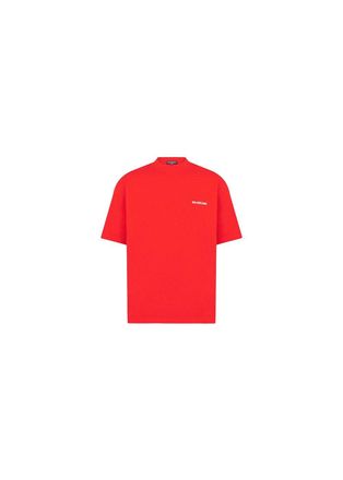 Balenciaga Red cotton jersey Classic embroidered logo T-shirt Size XL