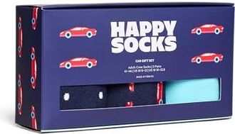 Happy Socks Everyday Basics - Coffret cadeau de chaussettes mi-mollet - Voitures et pois - Lot de 3 - Tailles 41-46