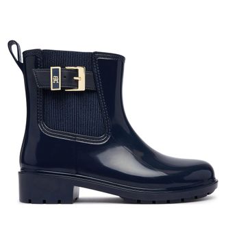 Tommy Hilfiger Gummistiefel Tommy Hilfiger Th Buckle Glossy Ankle Rain Boot FW0FW09543 Dunkelblau