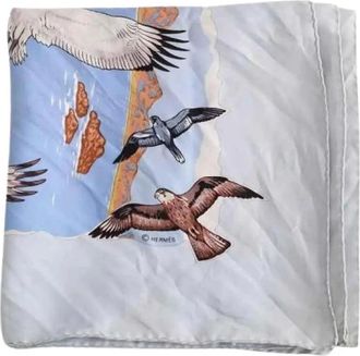 Herm&egrave;s Carr&eacute; Herm&egrave;s doccasion La vie pr&eacute;cieuse de la m&eacute;diterran&eacute;e - Femme - Pre-owned - Bleu - Taille: ONE Size
