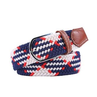 Generic Ceinture &eacute;lastique en toile tiss&eacute;e avec boucle ardillon tricot&eacute;e pour homme et femme, 37, 3.3cmX107cm