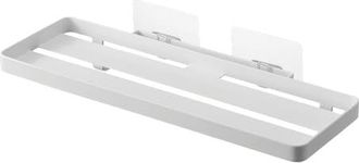 Yamazaki Tableware 5397 TOWER Klebehaken-Sanit&auml;rtablett, wei&szlig;, Stahl/Silikon, minimalistisch, 30 x 11.5 x 4.7(excluding film hook) cm