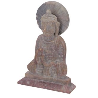 Guru Shop Buddhafigur aus Speckstein, Buddha Skultur - Modell 3, 10x8x4 cm