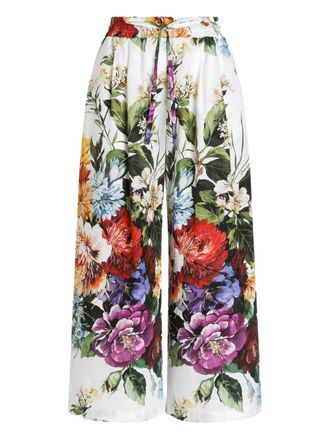 Dolce & Gabbana pantalon à fleurs - Blanc