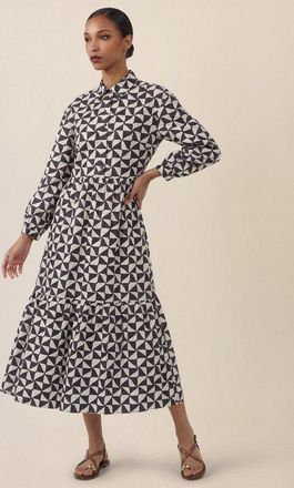 Apart Midikleid mit Stufenrock und Print